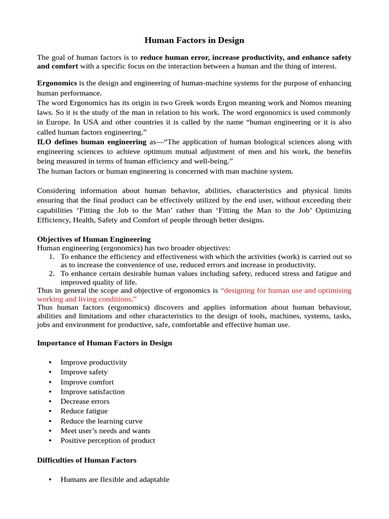 Human Factors Design | PDF | Human Factors And Ergonomics | Anthropometry