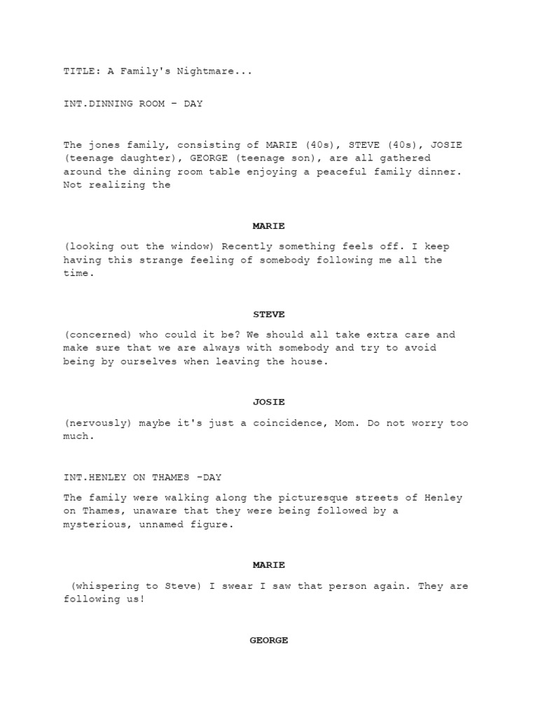 Script A Familys Nightmare | PDF