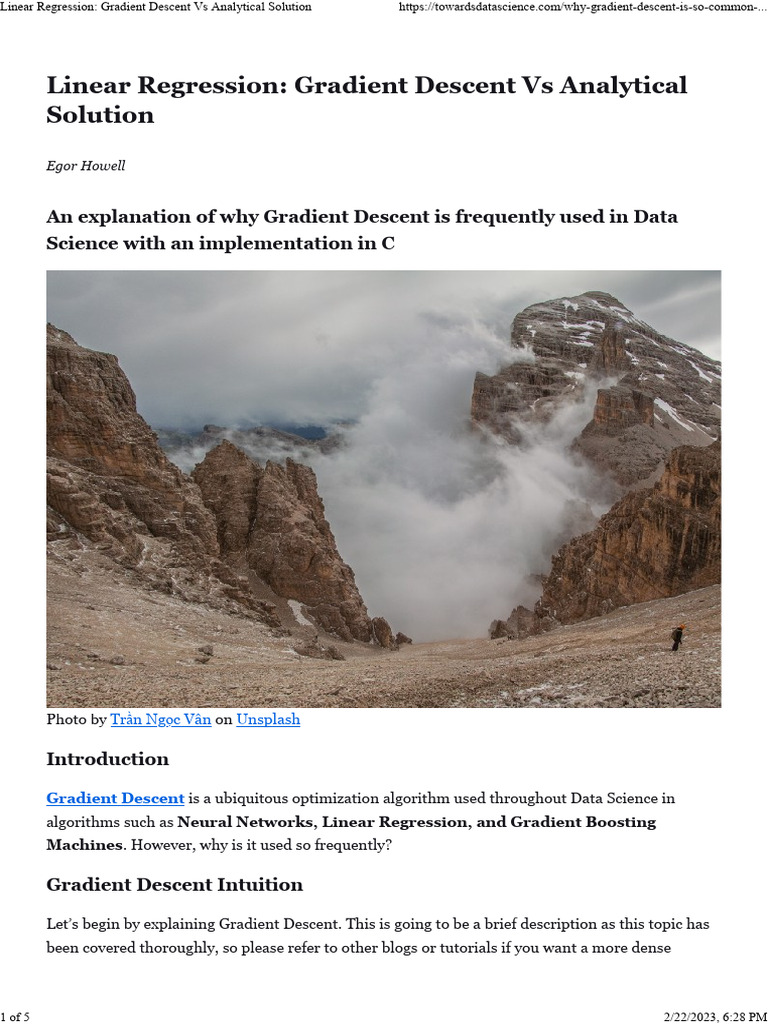 Linear Regression Gradient Descent Vs Analytical Solution | PDF | Regression Analysis | Linear ...