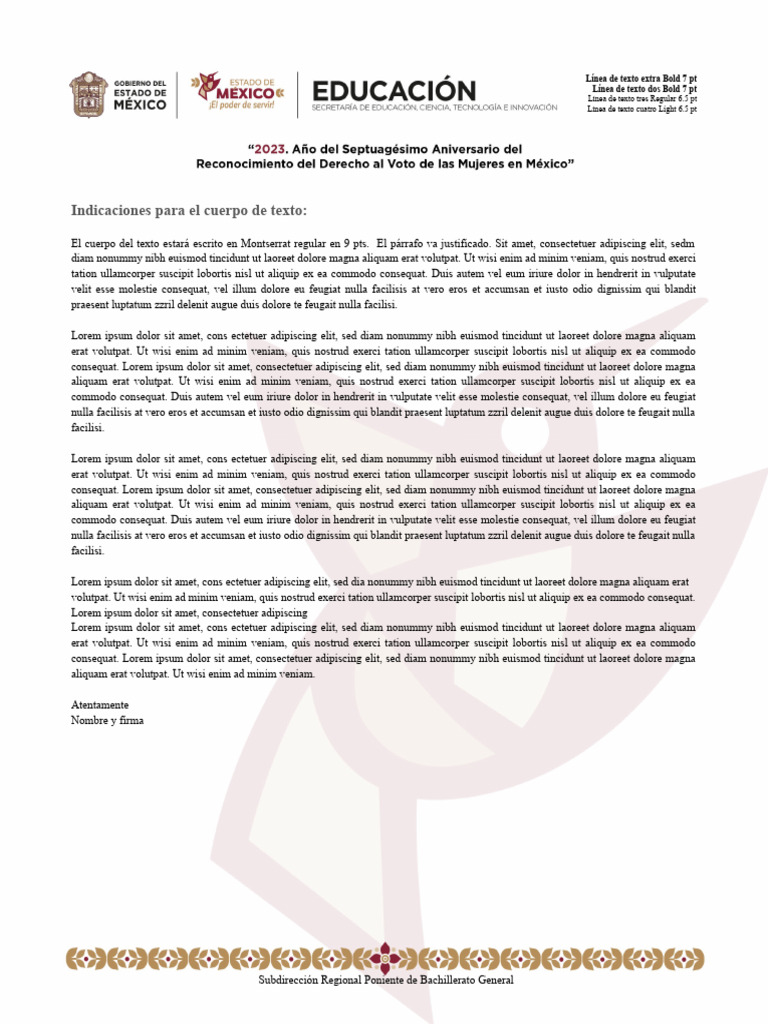 Membrete Carta Sria. Educación | PDF