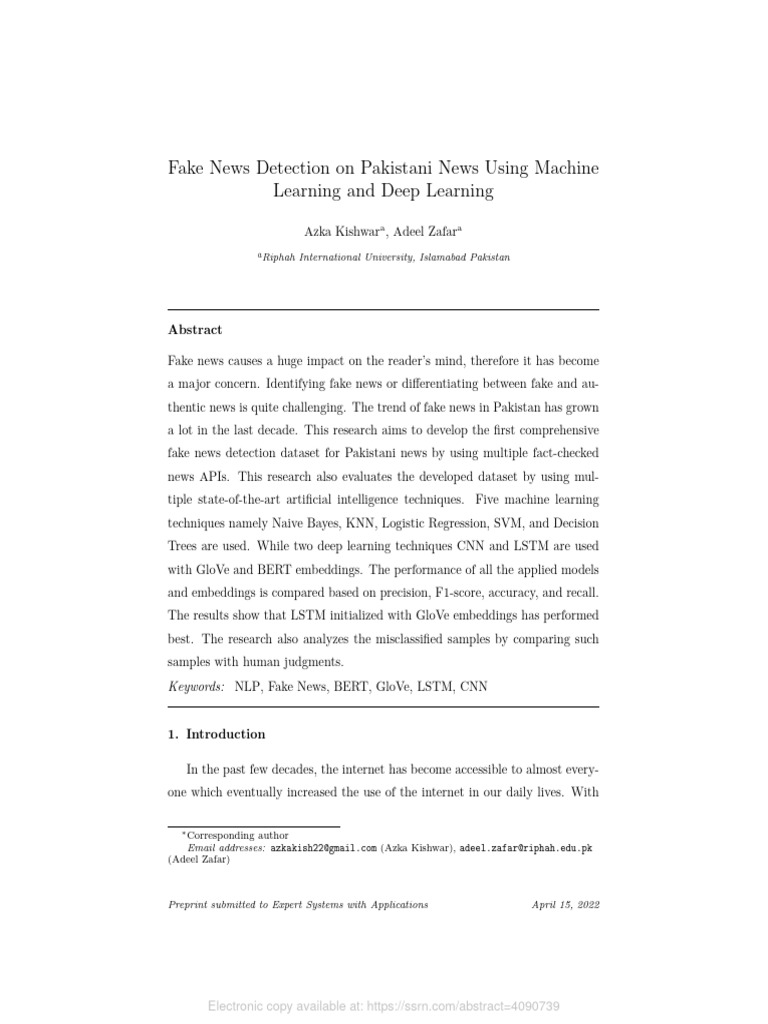 Fake News Detection | PDF | Machine Learning | Deep Learning