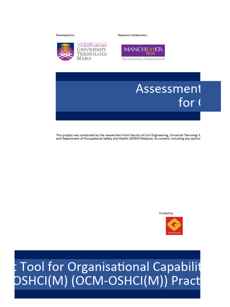 OSHCI(M) Capability Maturity Assessment Tool | PDF | Risk Management ...