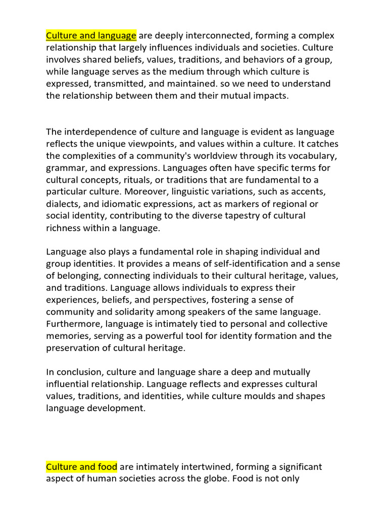 Culture And Language Are Deeply Interconnected Pdf Traditions