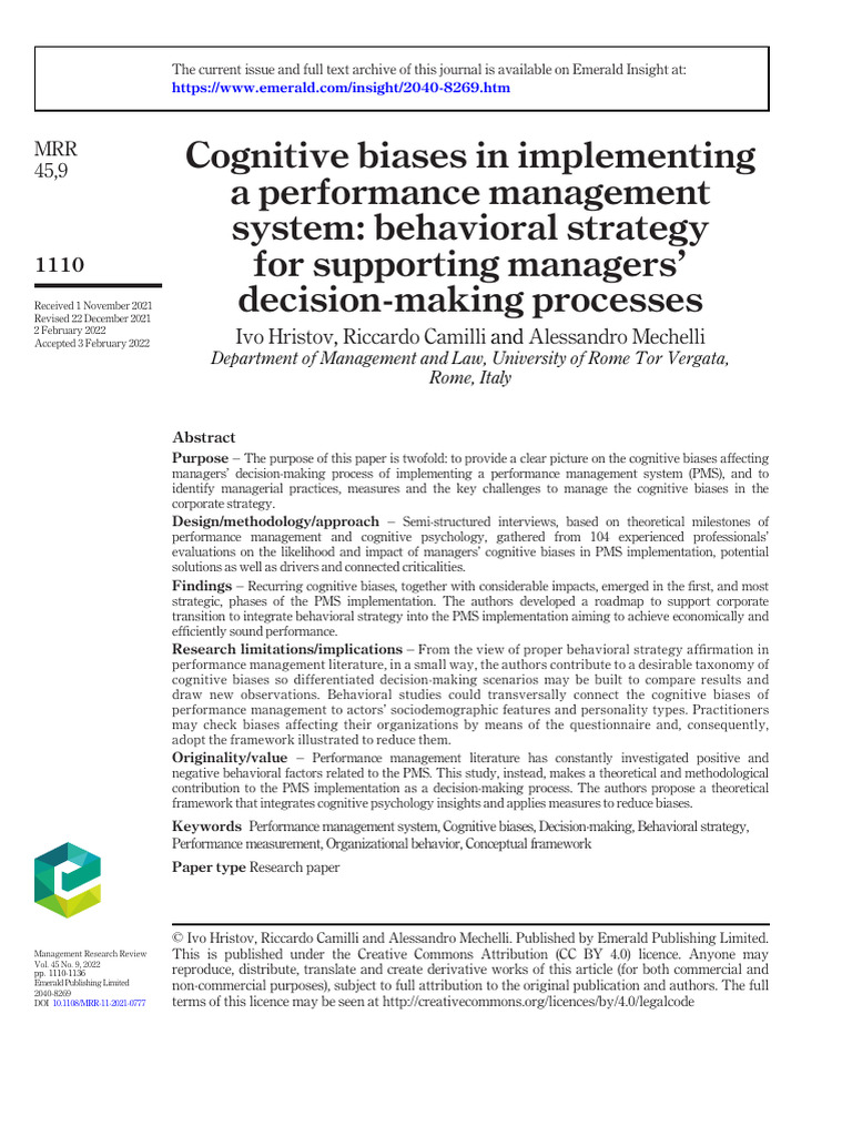 Cognitive Biases in Performance Management | PDF | Survey Methodology ...