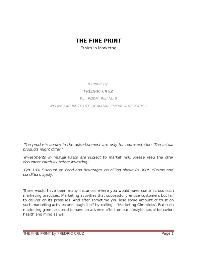 The Fine Print | PDF | Fine Print | Marketing