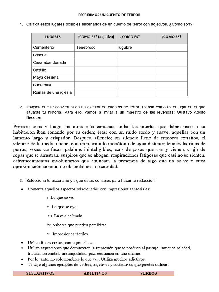 Escritura de Un Cuento de Terror | PDF | Ansiedad | Las emociones