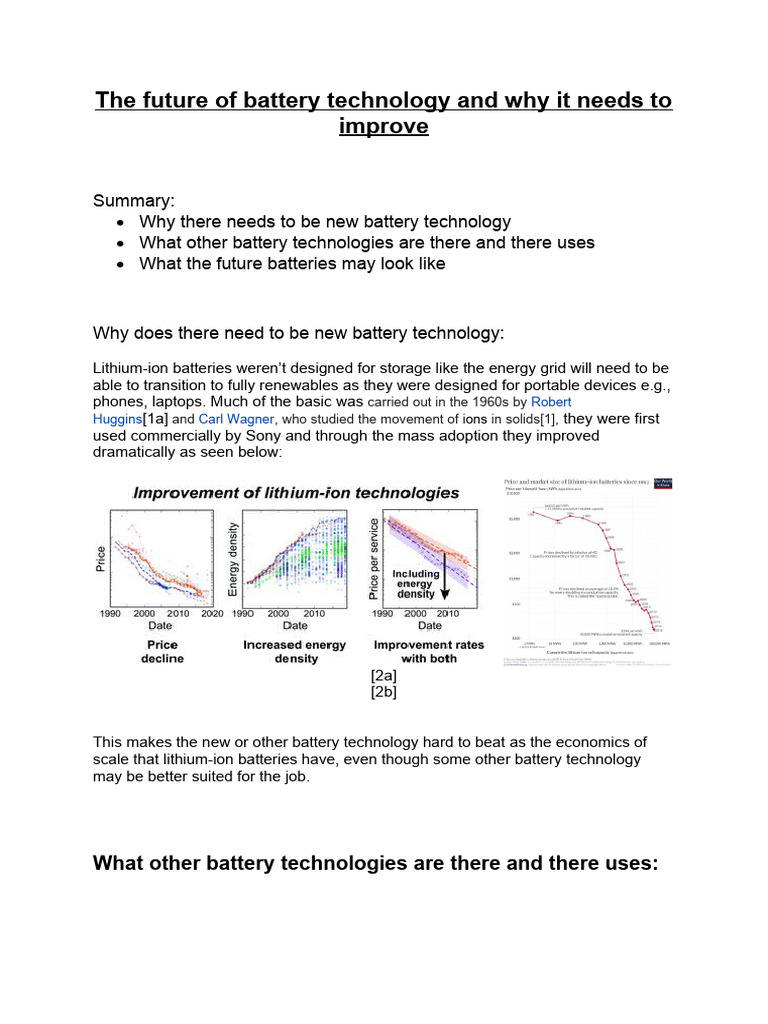 The Future of Battery Technology and Why It Needs To Improve | PDF ...