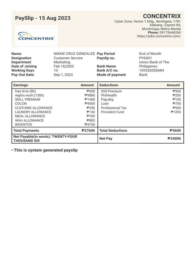 Edited Payslip | PDF