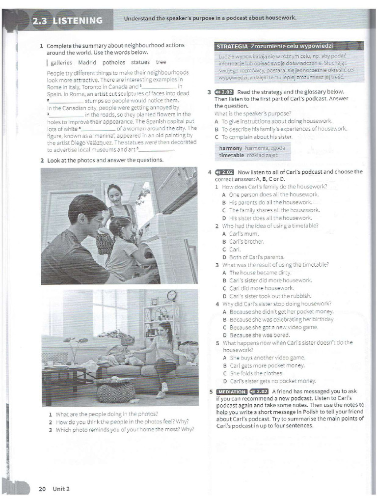 LIFE Vision A2 B1 (Pre-Intermediate) Workbook U2 | PDF