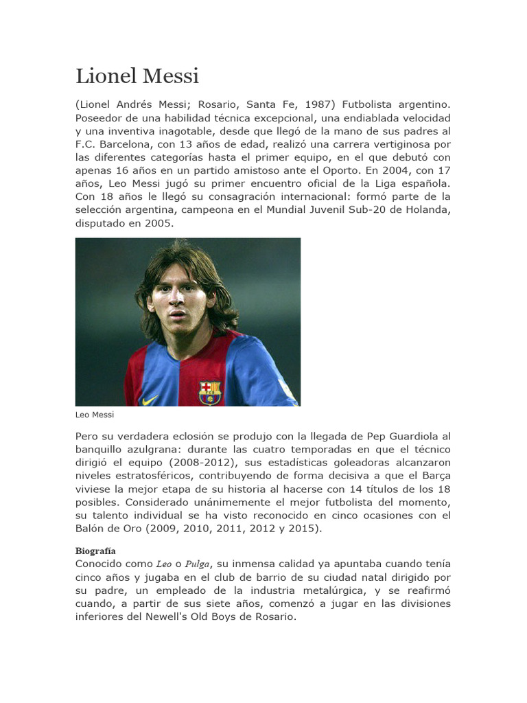 Lionel Messi | PDF | Lionel Messi | FC Barcelona