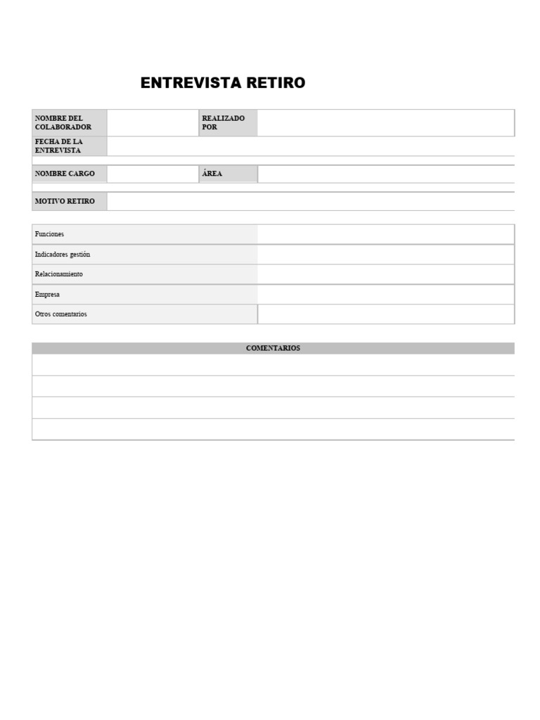 Formato Entrevista Retiro | PDF