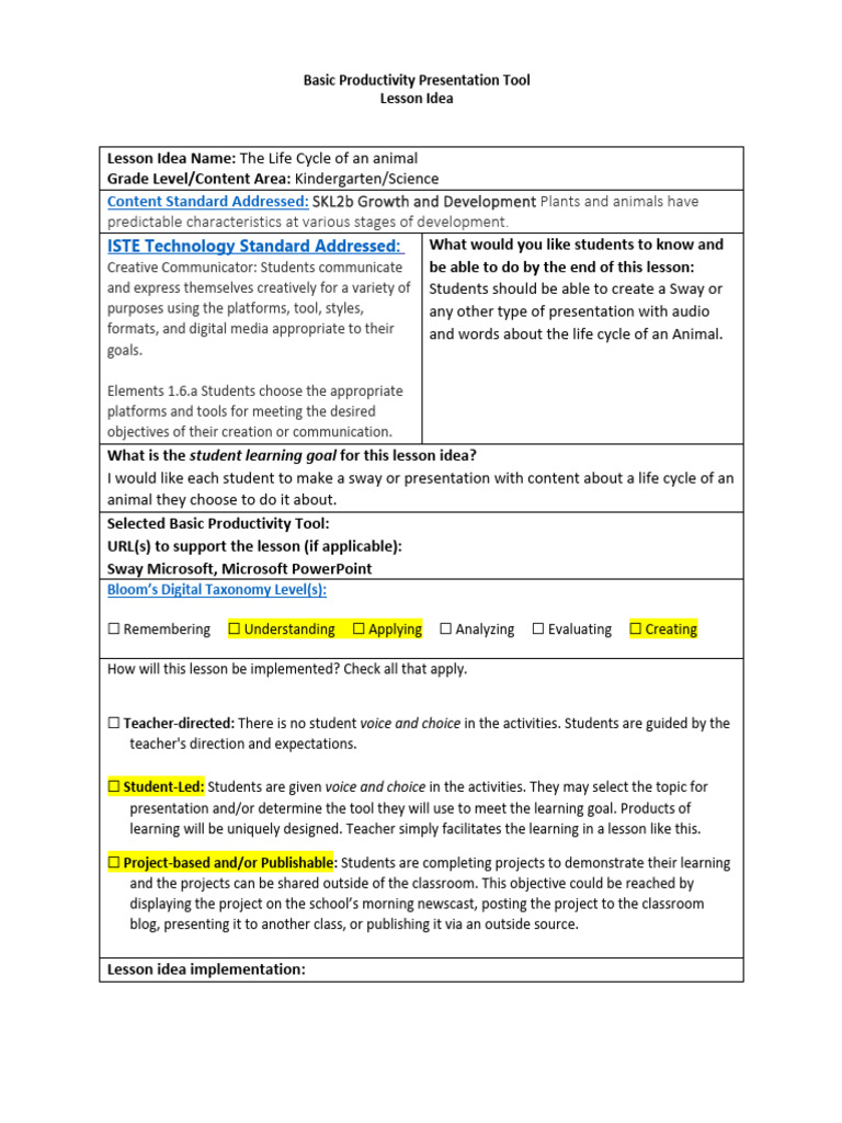 BPT Lesson Plan | PDF | Learning | Project Based Learning