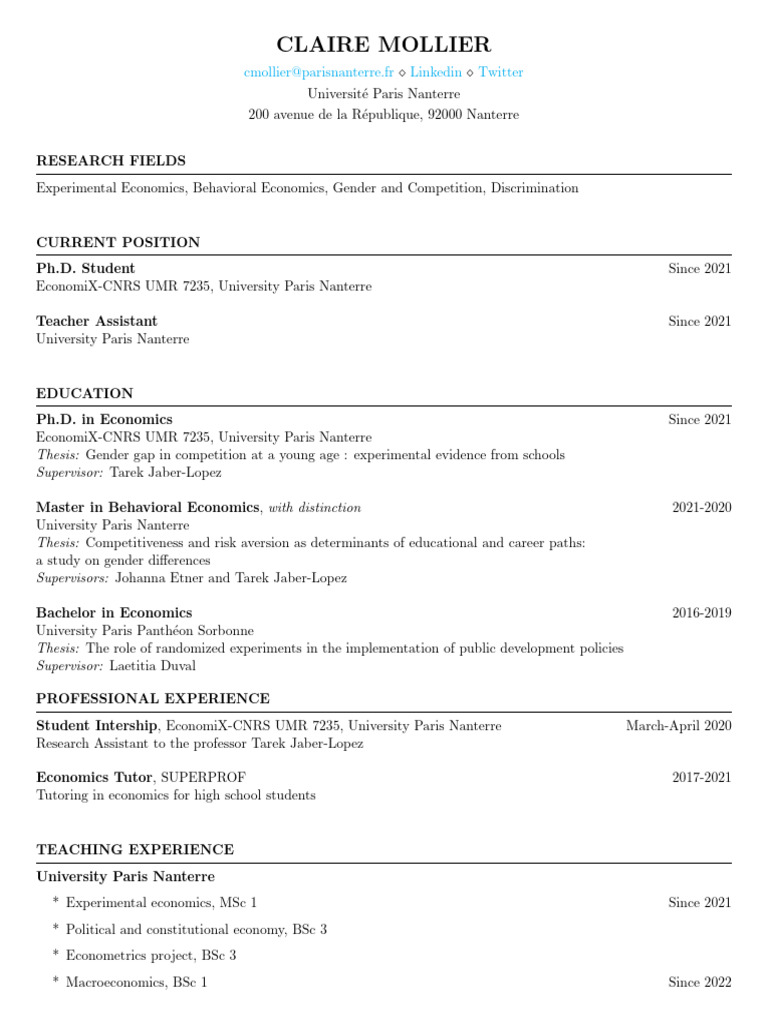 CV English | PDF | Economics | Science