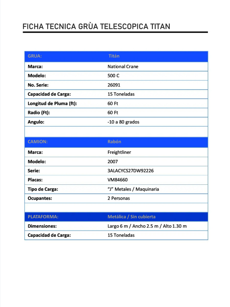 PDF Ficha Tecnica Grua Titan 15 Tons Uk 05 - Compress | PDF