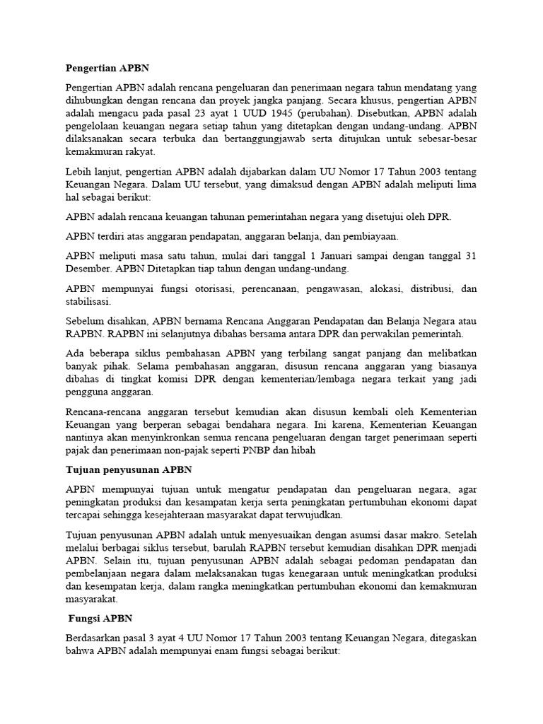 Pengertian APBN | PDF