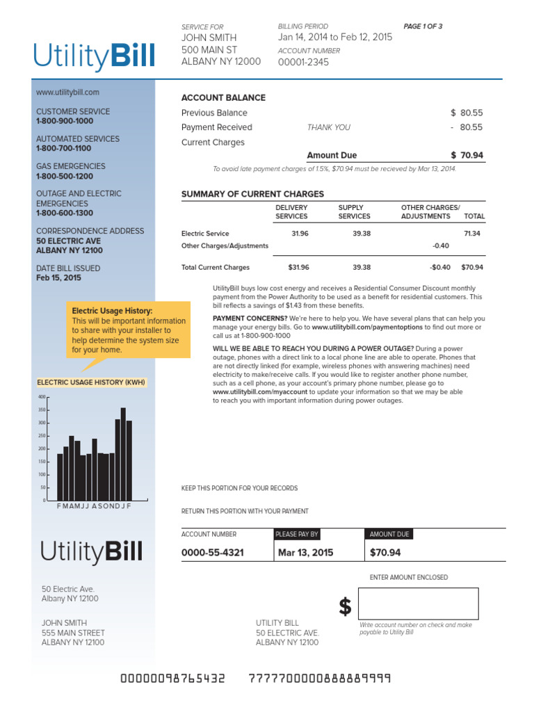 Albany Electric Bill Summary | PDF | Power (Physics) | Electric Power