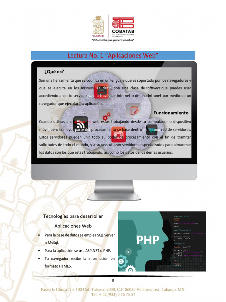 Lectura 1 Aplicaciones Web | PDF | Aplicación web | Software de la aplicacion