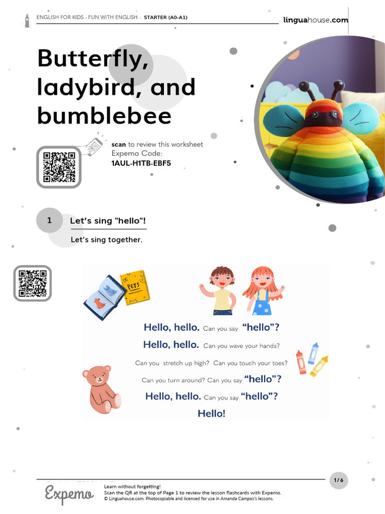 Butterfly Ladybird and Bumblebee British English Student | PDF ...