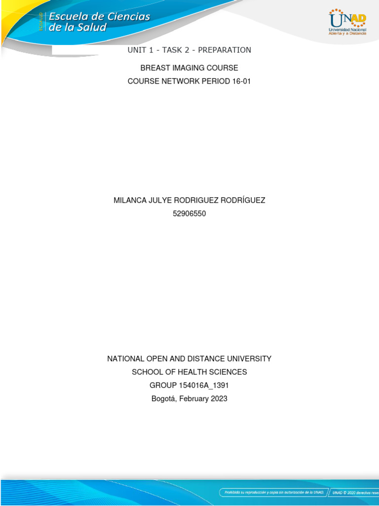 Unit 1 - Task 2 - Preparation - Rodriguez Milanca | PDF | Breast | Cognitive Science