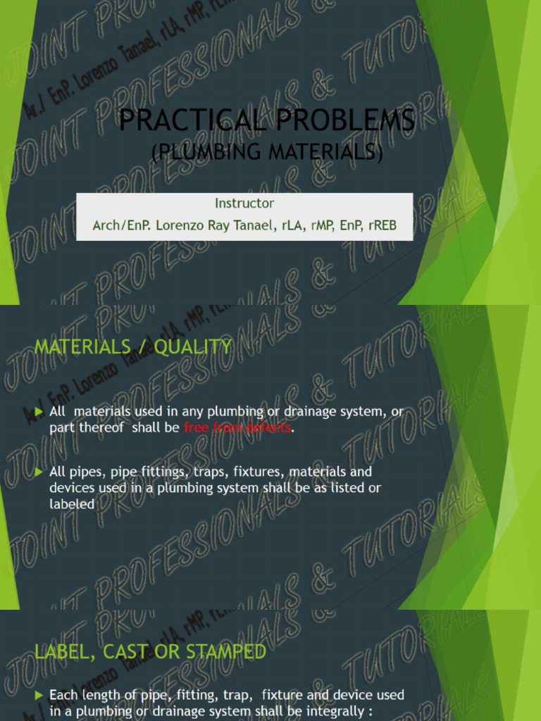 CH 3 Plumbing Materials | PDF