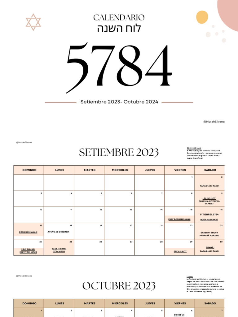 Calendario 5784 MorahSilvana | PDF | Pascua | Janucá
