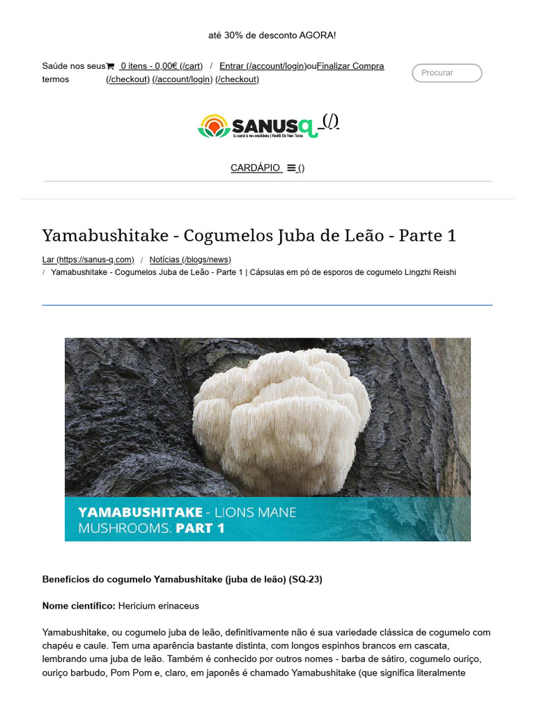 Benefícios do Cogumelo Juba de Leão | PDF | Doença de Alzheimer | Câncer