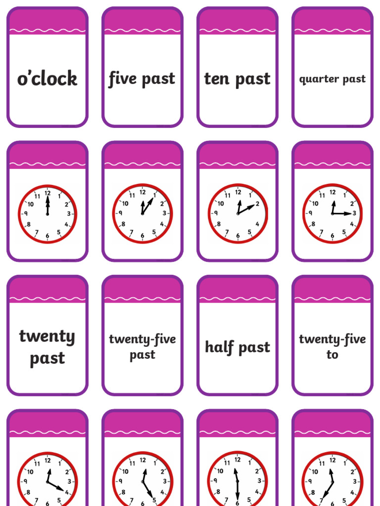 T N 2483 Telling The Time Matching Flashcards Ver 1 | PDF