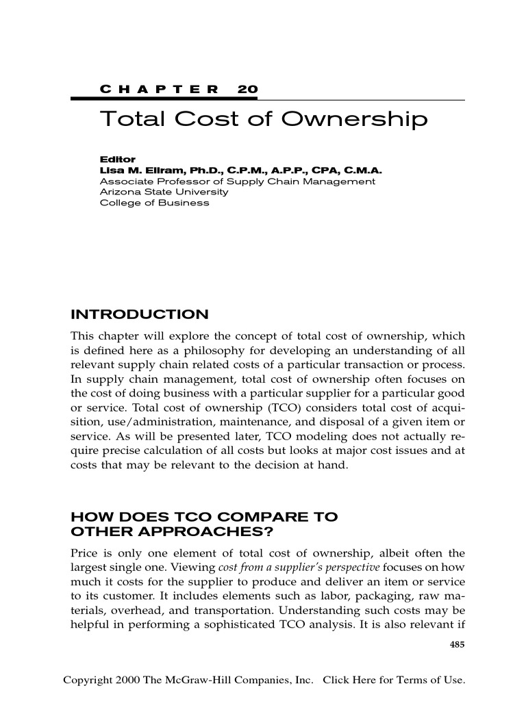 Total Cost of Ownership | PDF | Total Cost Of Ownership | Supply Chain