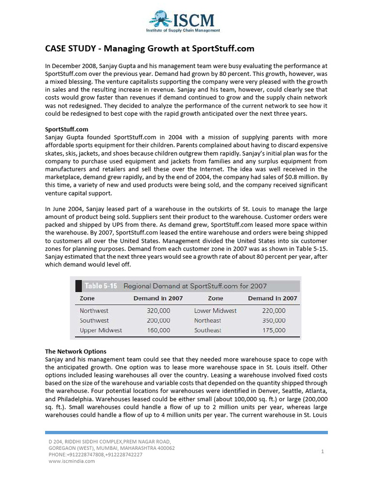 CASE STUDY Managing Growth at | PDF | Business