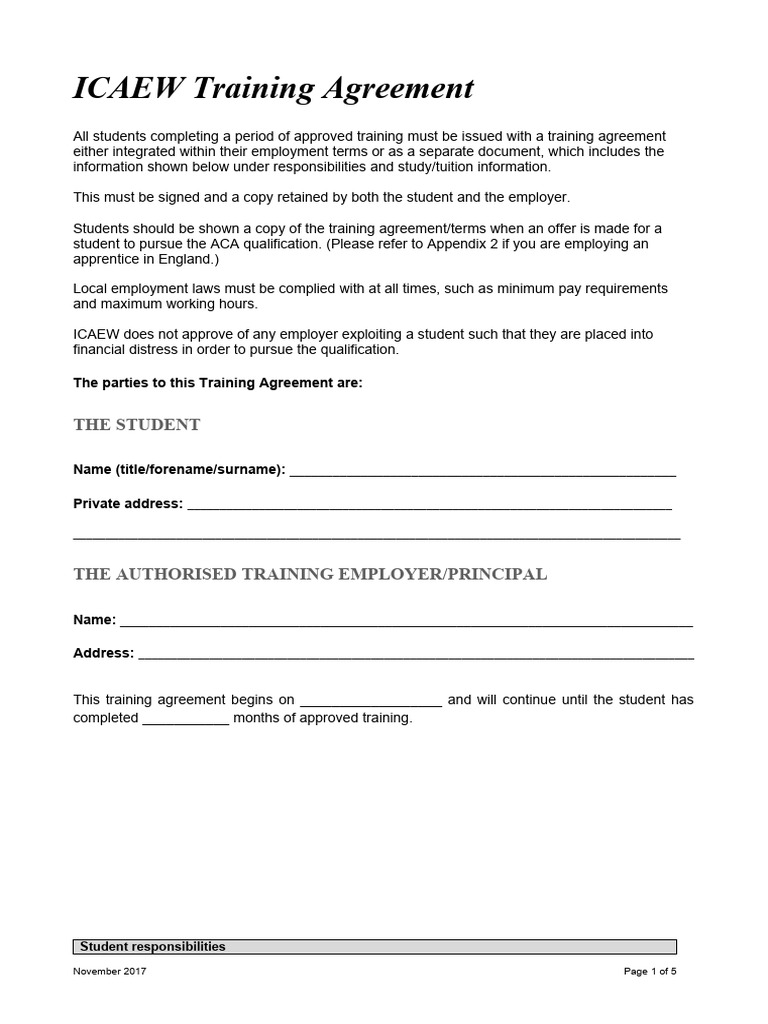 Icaew Training Agreement | PDF