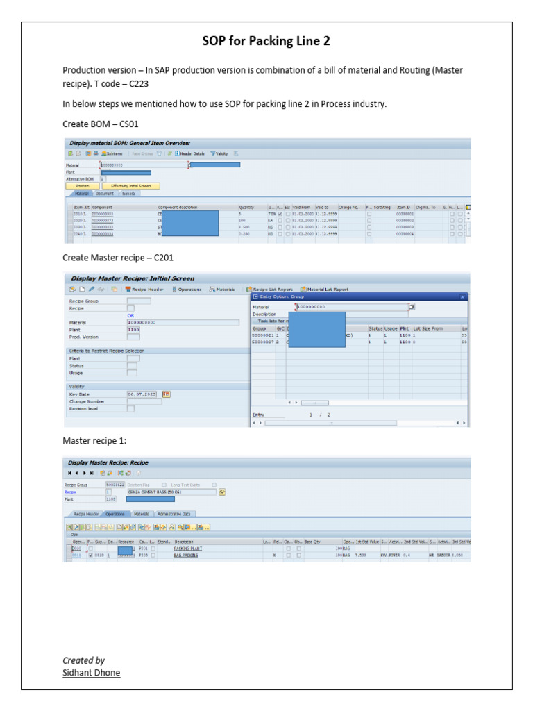SOP for Process Industry Packing | PDF
