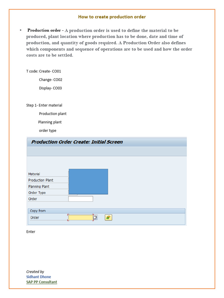 How To Create Production Order | PDF