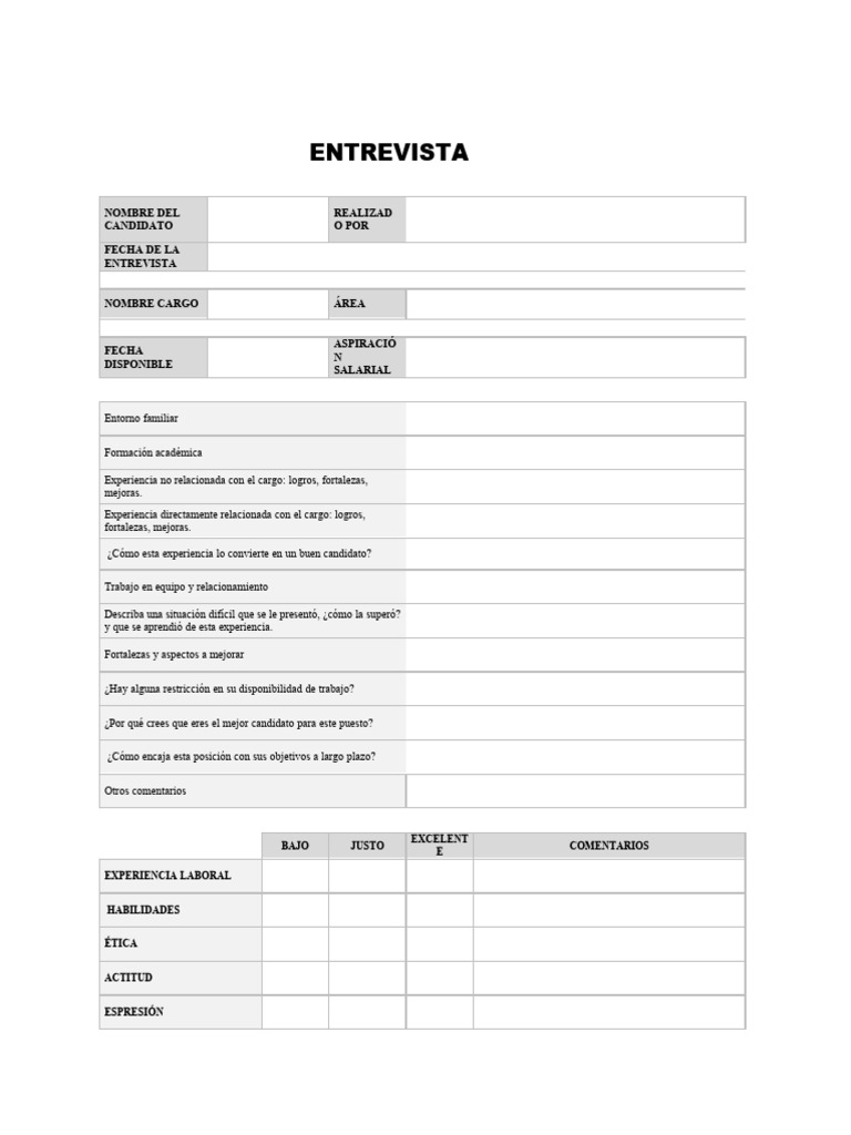 Entrevista Seleccion Semi Estructurada | PDF