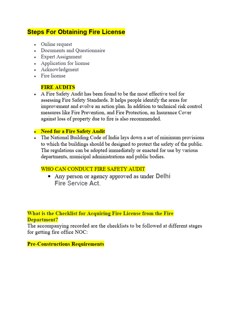 Steps For Obtaining Fire License | PDF | Fire Safety | Safety