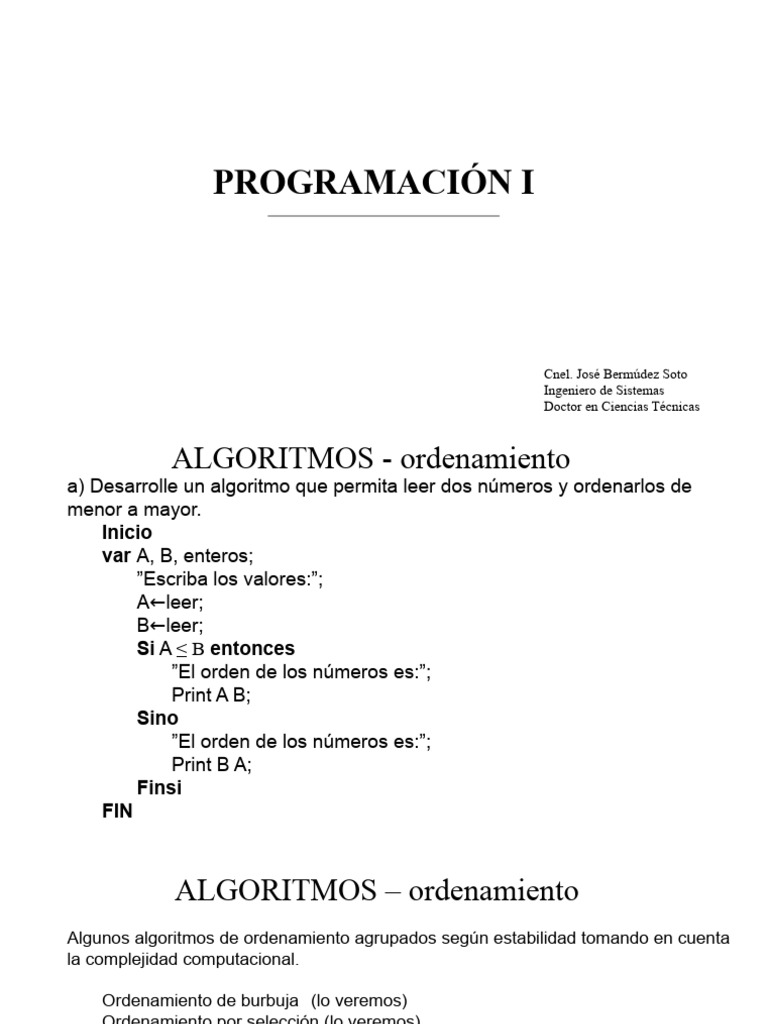 Clase IV Algoritmos Busqueda-Ordenamiento | PDF | Algoritmos ...