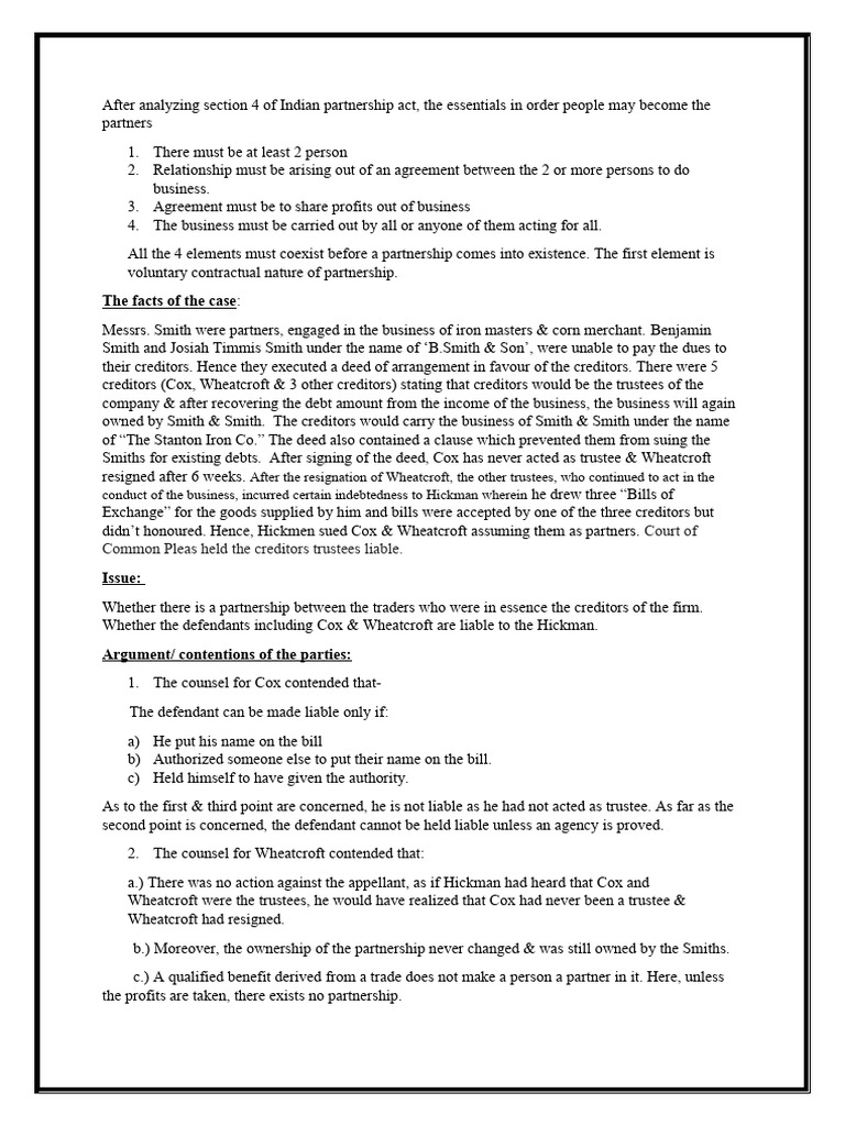 Nidhi Maam Case Analysis Assignment 5 | PDF | Law Of Agency | Partnership