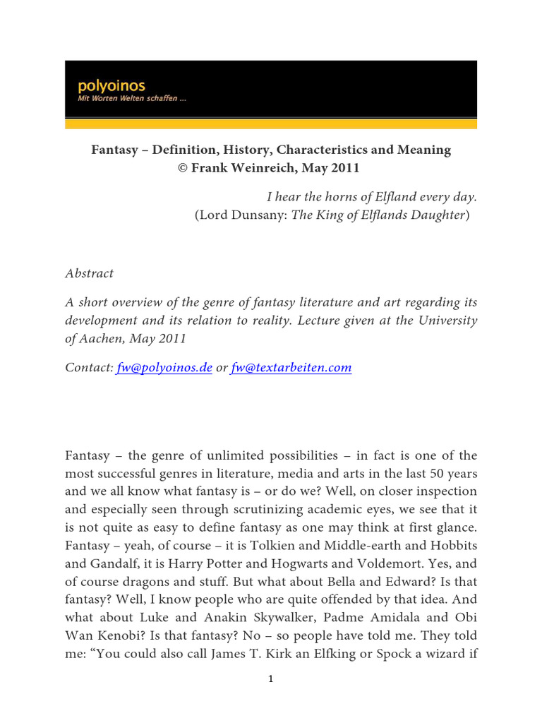 Understanding Fantasy Genre Dynamics | PDF | Fantasy | H. P. Lovecraft