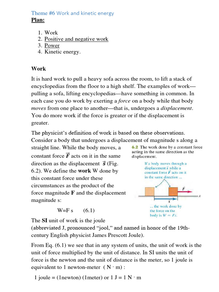 Work, Power, and Kinetic Energy Explained | PDF | Force | Power (Physics)