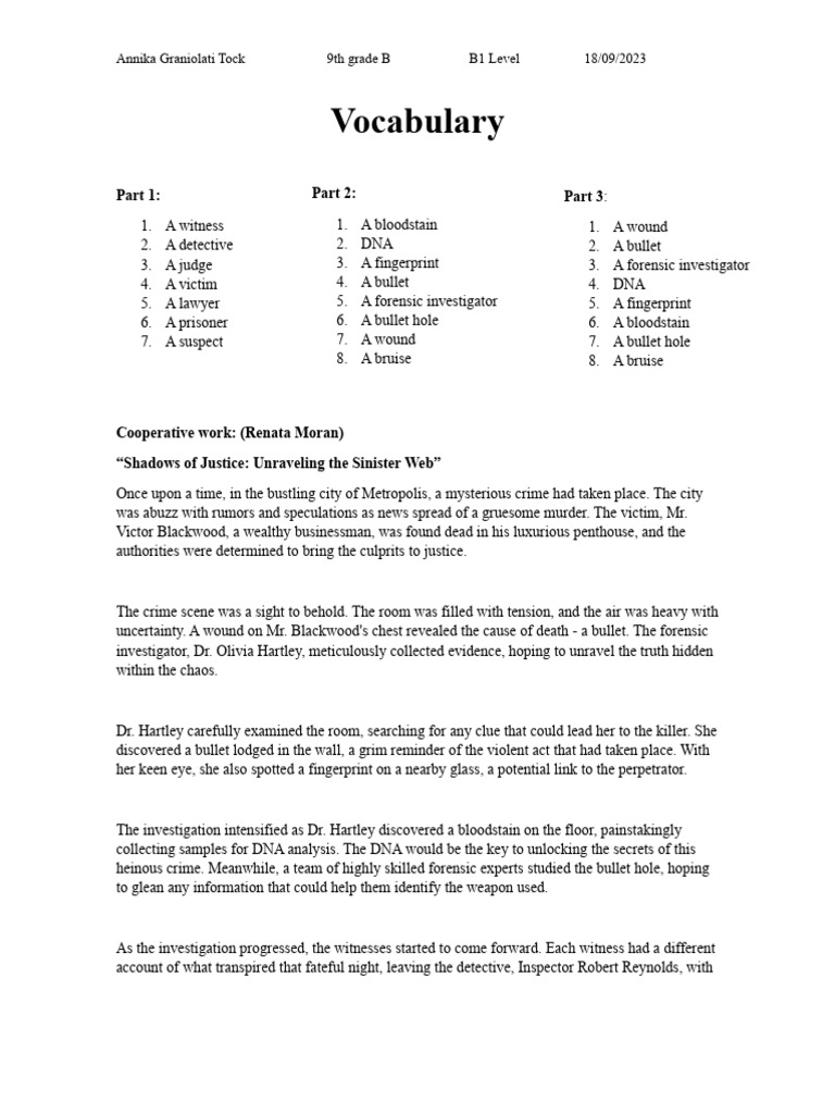 Vocabulary | PDF | Witness | Forensic Science