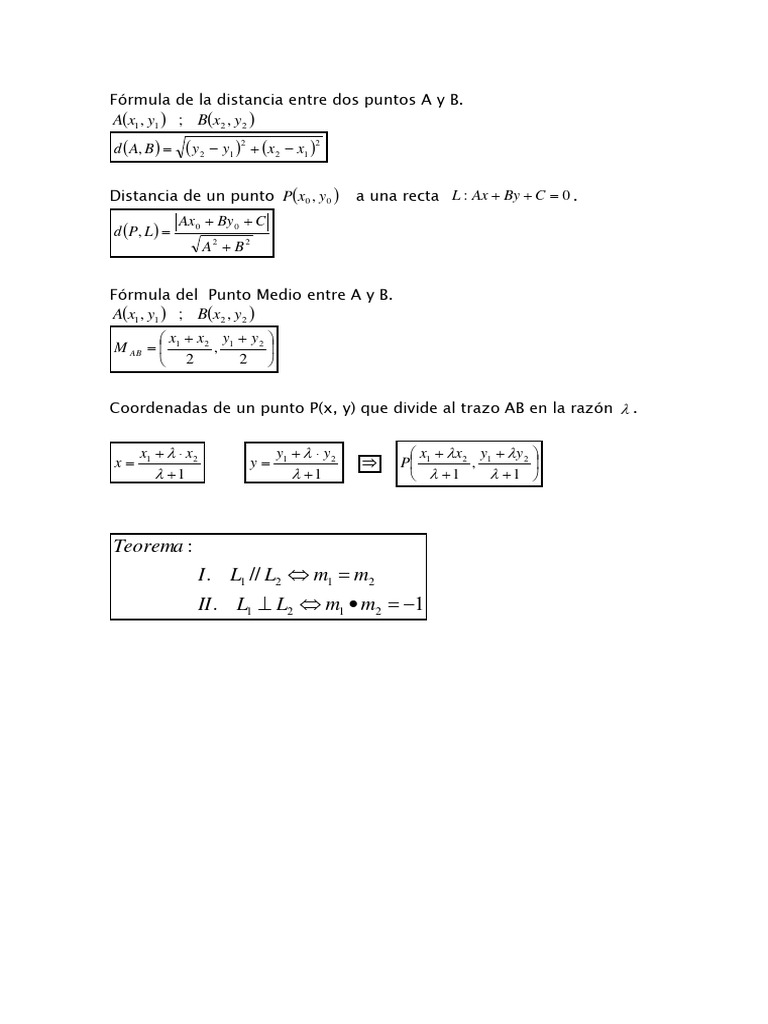Fórmulas de Distancias | PDF | Matemáticas | Formas geométricas