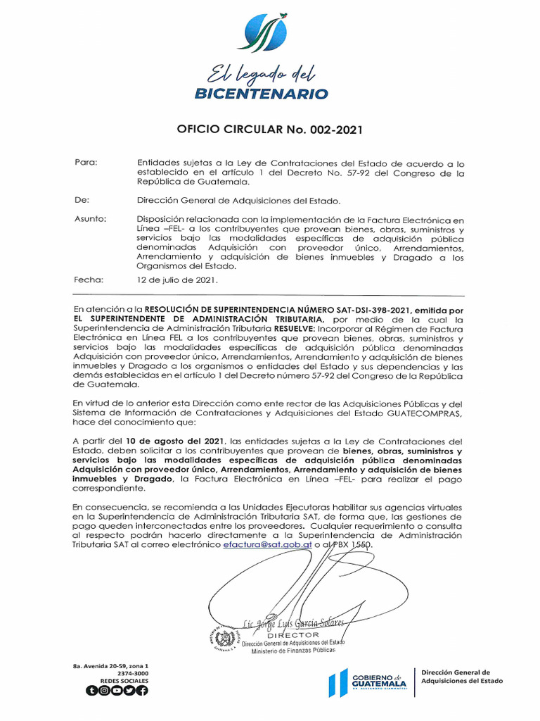 Circular 002-2021 | PDF