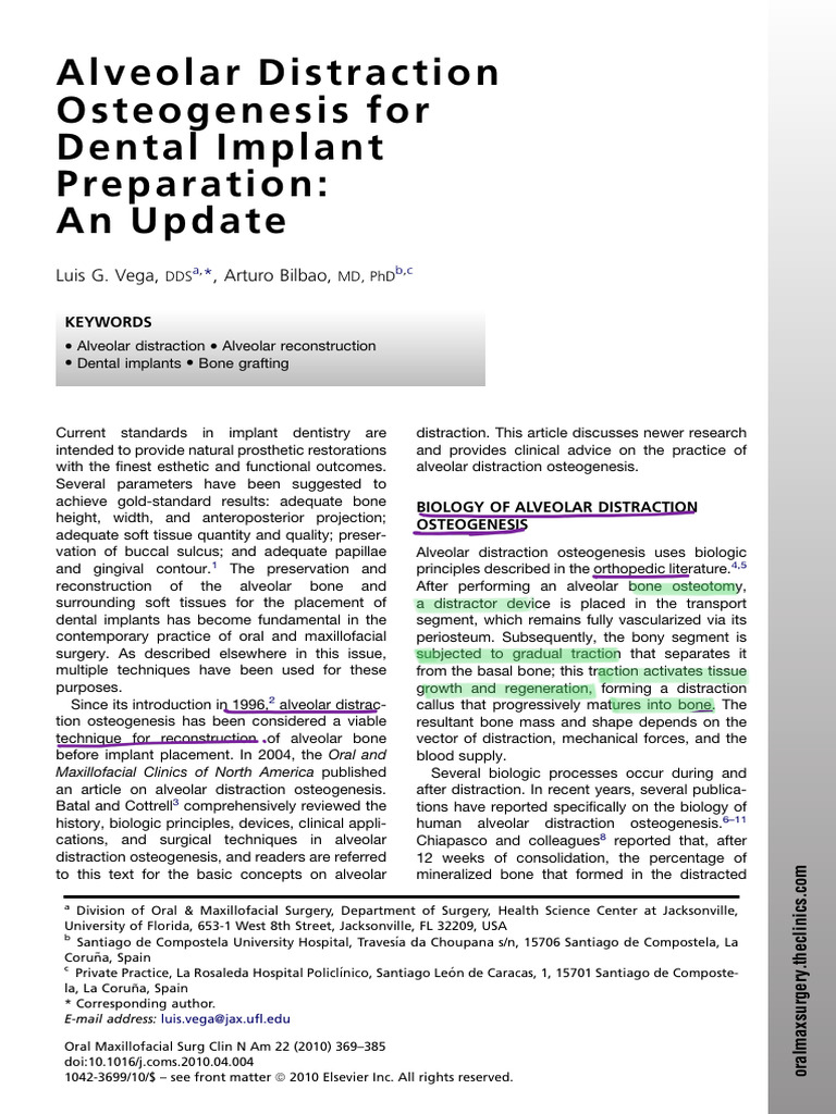 Alveolar Distraction Osteogenesis For Dental Implant Preparation: An ...