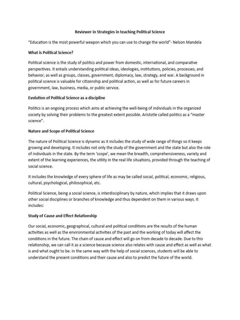Teaching Strategies in Political Science | PDF | Learning | Curriculum