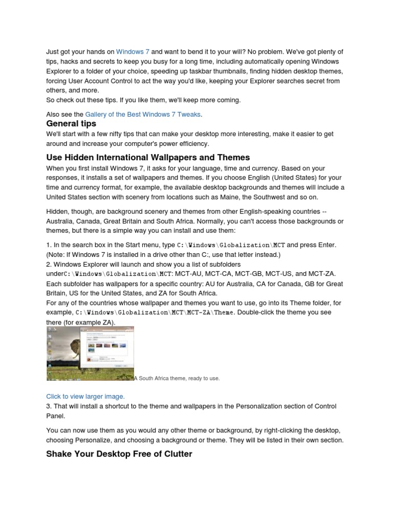 General Tips: Windows 7 | PDF | Utility Software | Microsoft Software