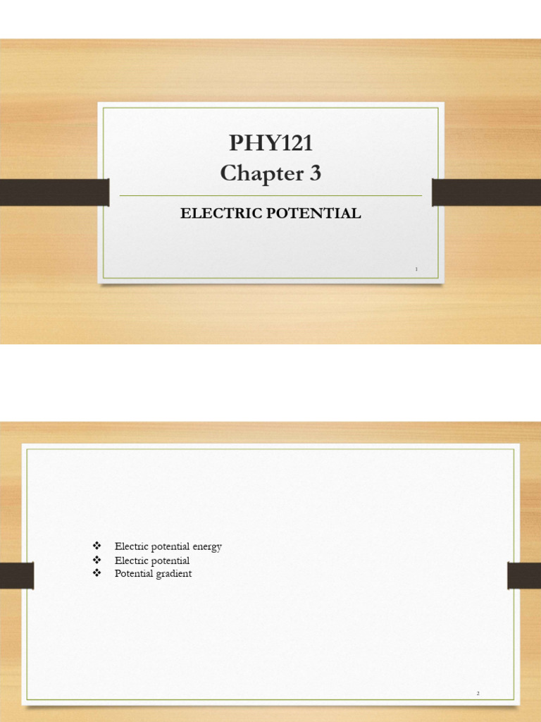 CHAPTER 3 ELECTRIC POTENTIAL LECTURE FINAL August 2023 PDF | PDF | Potential Energy | Force