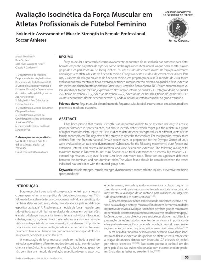 Avaliacao Isocinetica Da Forca Muscular Em Atletas | PDF | Sistema ...