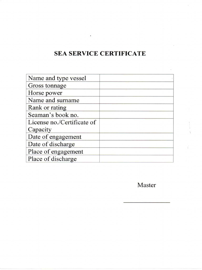 Sea Service Certificate | PDF