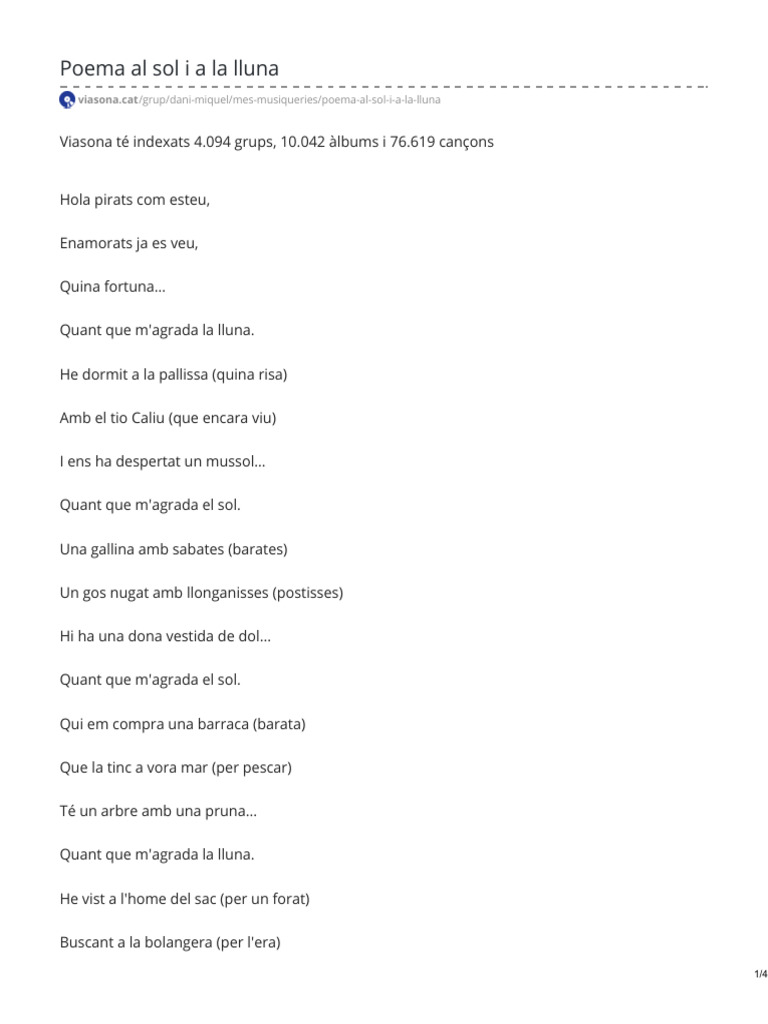 Poema Al Sol I A La Lluna - Dani Miquel | PDF