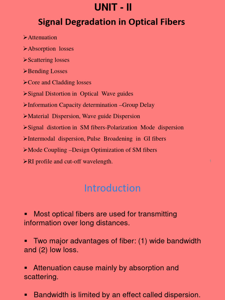 Ofc - Unit-II | PDF | Dispersion (Optics) | Optical Fiber