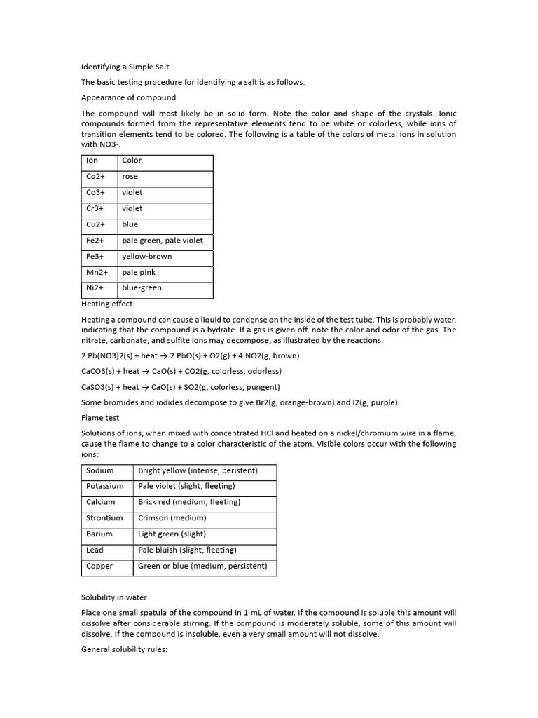 Ion Test PDF | PDF | Hydroxide | Precipitation (Chemistry)